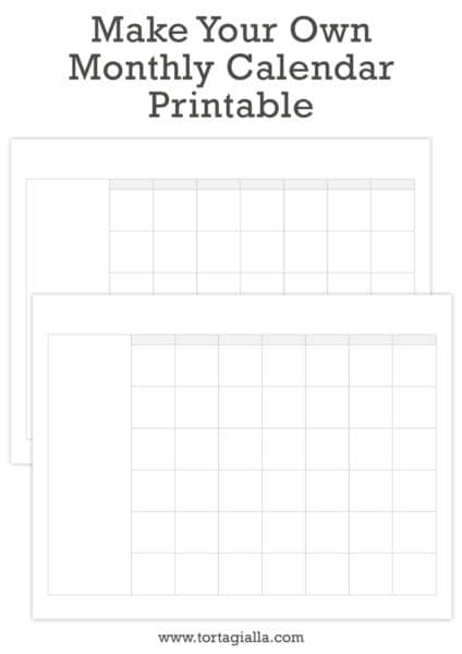 Make Your Own Monthly Calendar Printable - tortagialla