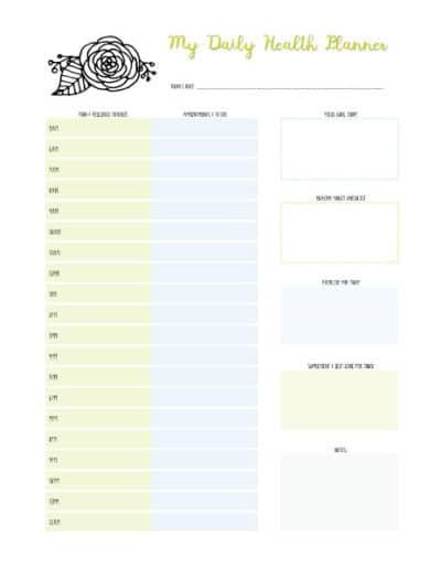 Free Printable - Daily Health Planner Page - tortagialla