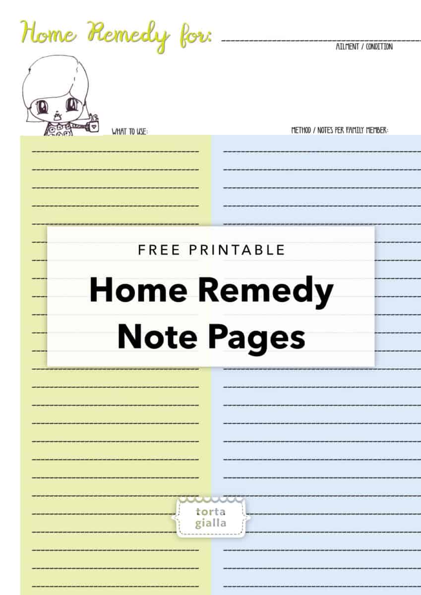 Home Remedy Printable Note Pages - tortagialla