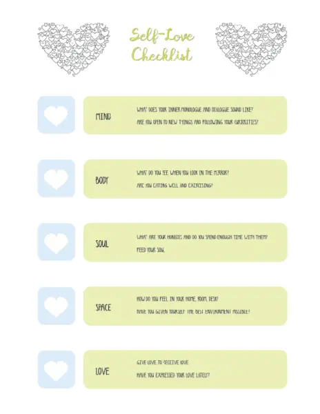 Free Printable - Self-Love Checklist - tortagialla