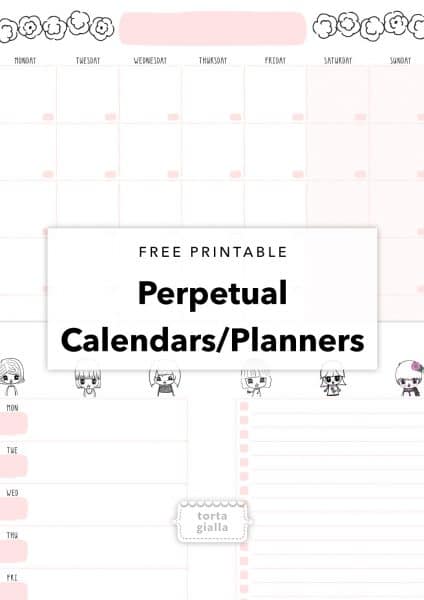 Free Printable Perpetual Calendar Planner Pages - tortagialla