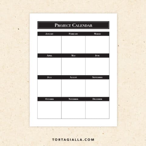 Project Scheduling and Project Calendar Printable | tortagialla