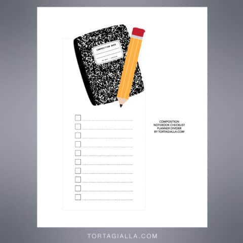 Composition Notebook Printable Checklist Planner Divider - tortagialla